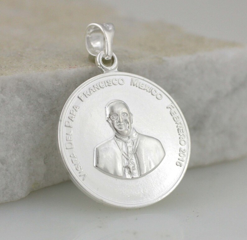 Sterling Silver Pope Francis and Our Lady Guadalupe Necklace | Etsy