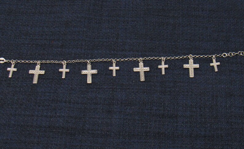 Multi Cross Bracelet, Sterling Silver Christian Charm Bracelet ...