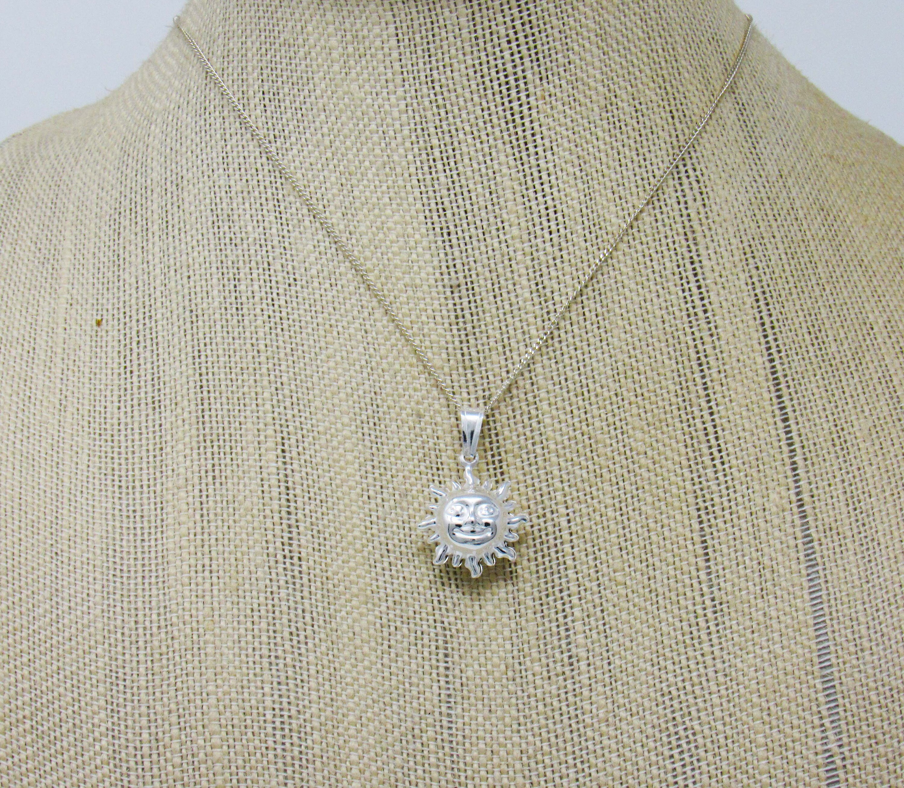 Silver Sun Necklace, Sterling Silver Large Sun Necklace, Sun Pendant ...