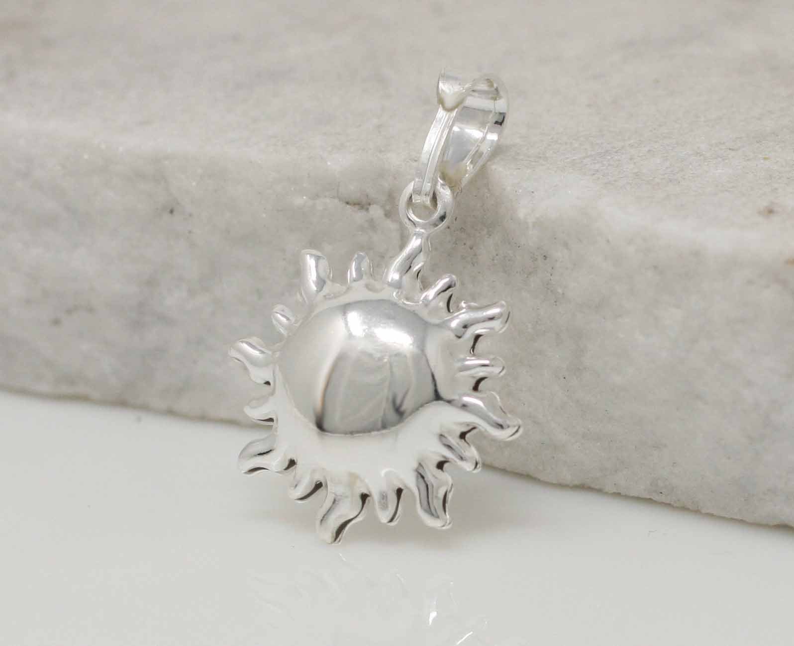 Silver Sun Necklace Sterling Silver Large Sun Necklace Sun | Etsy