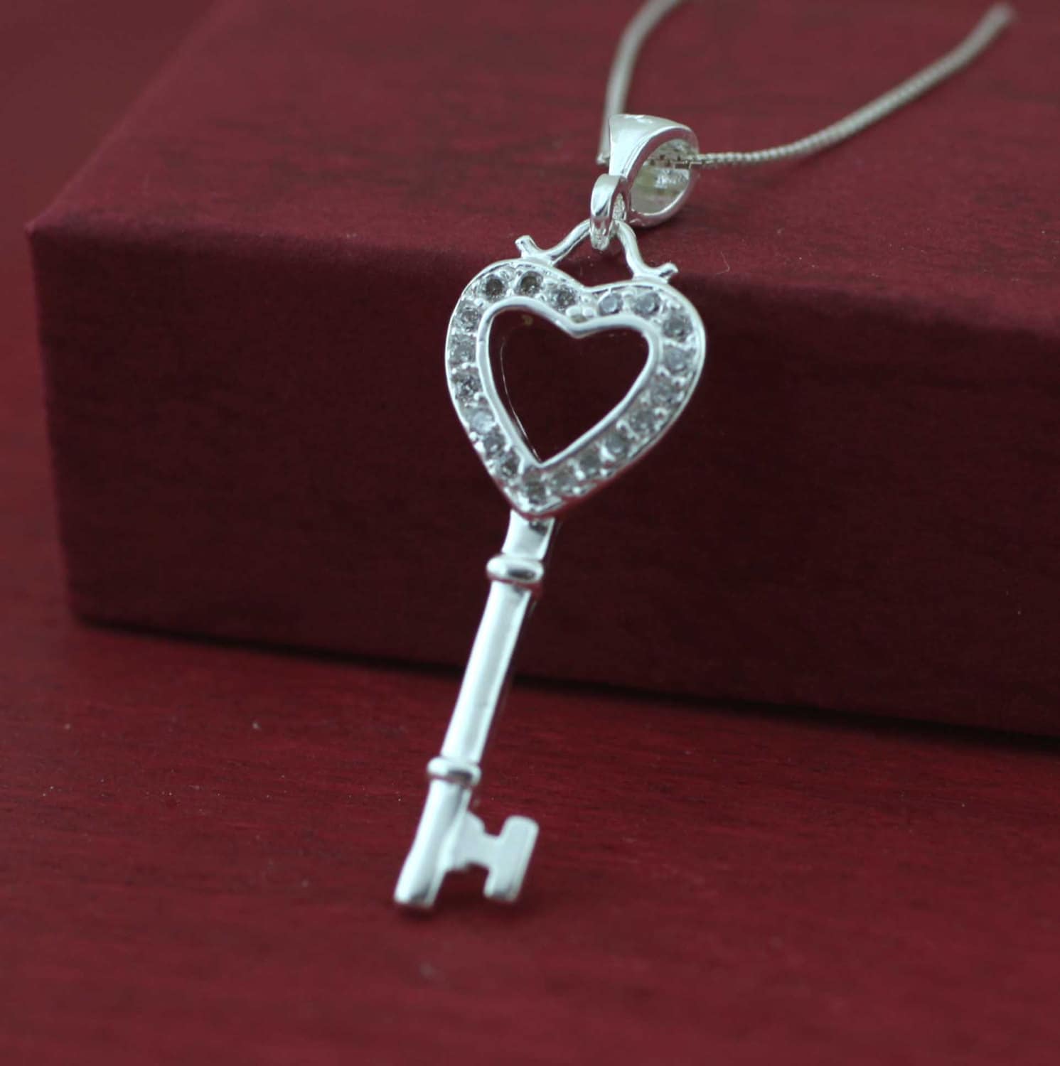 Sterling Silver Key Necklaces Heart Key Necklace Victorian | Etsy