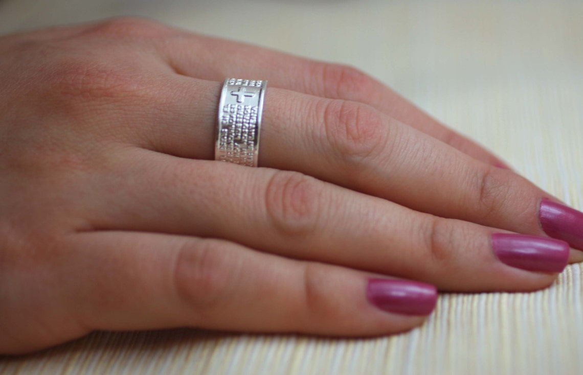 Sterling Silver Our Father Lord Prayer Ring in Spanish | Etsy