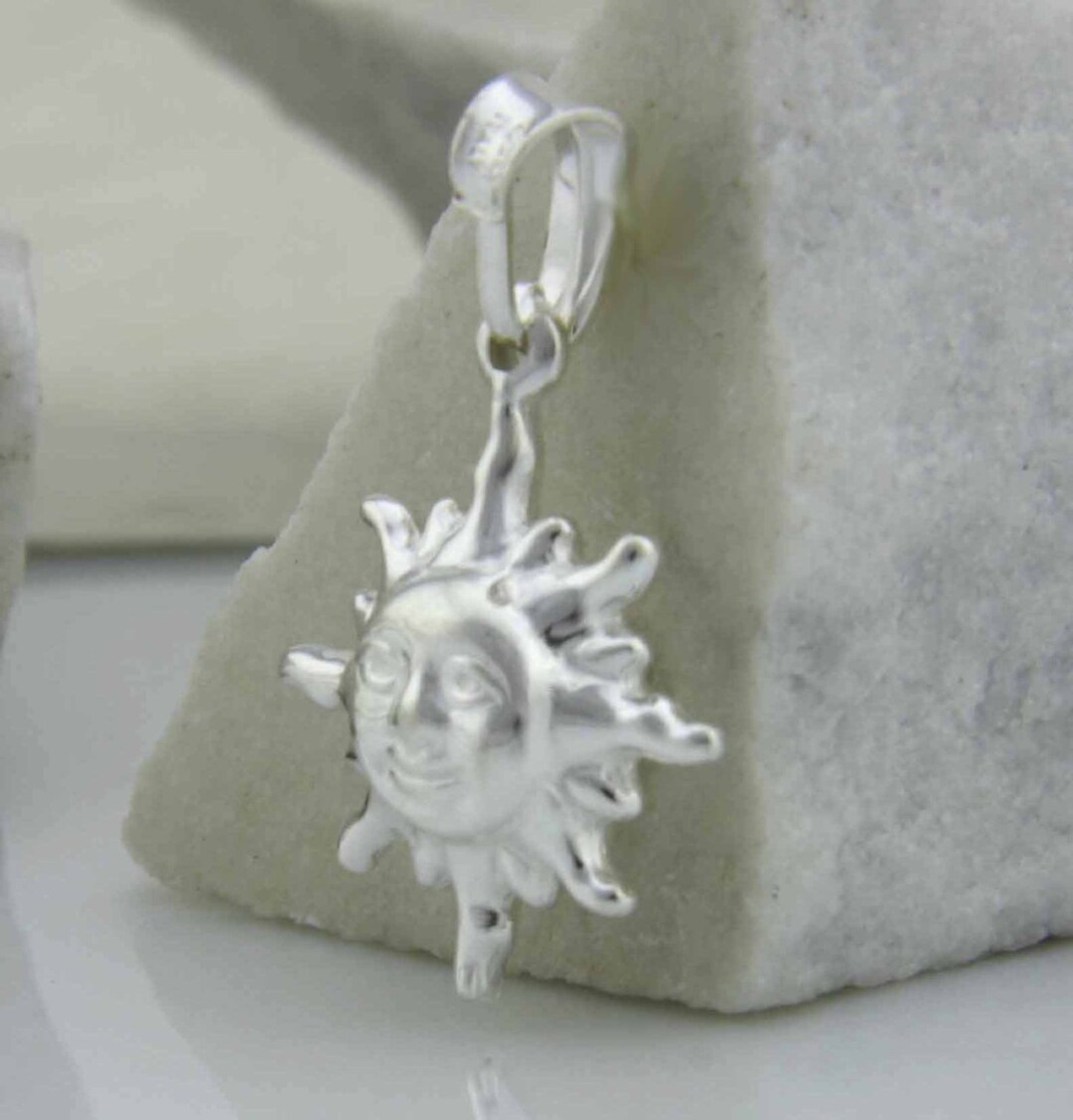 Silver Sun Necklace, Sterling Silver Sun Necklace, Sun Pendant ...