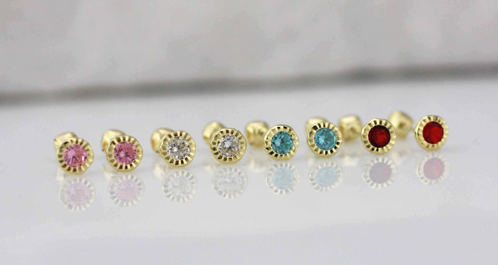 14K Yellow Gold Bezel, CZ Screw Back Earrings,14k Cz Earrings,14k Bezel ...