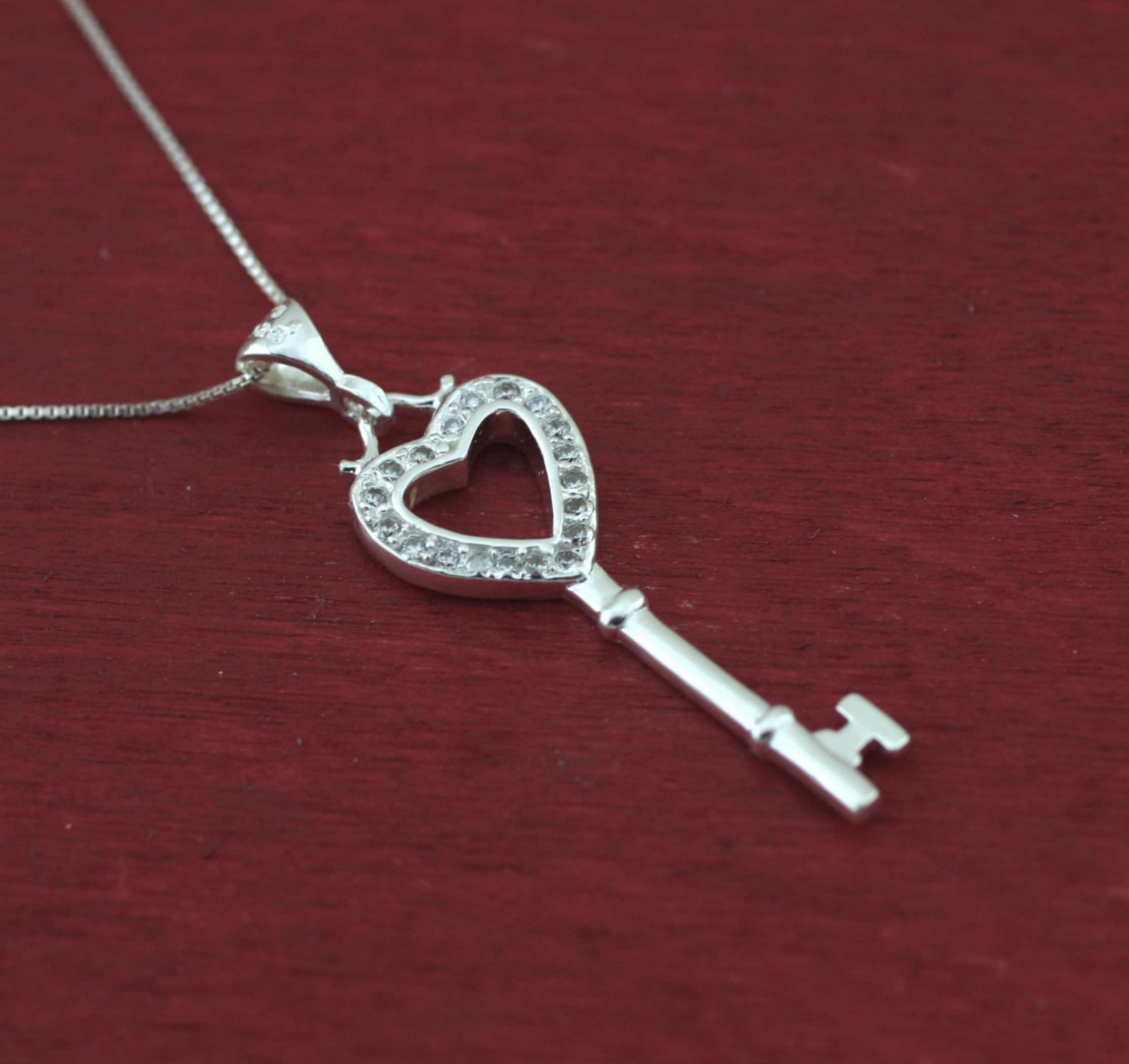 Sterling Silver Key Necklaces Heart Key Necklace Victorian | Etsy