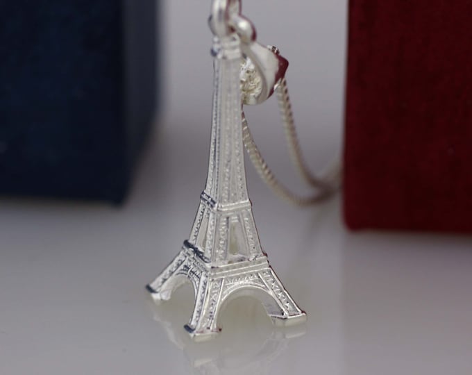 Sterling Silver Eiffel Tower Necklace, Silver Eiffel Tower Charm, Paris ...
