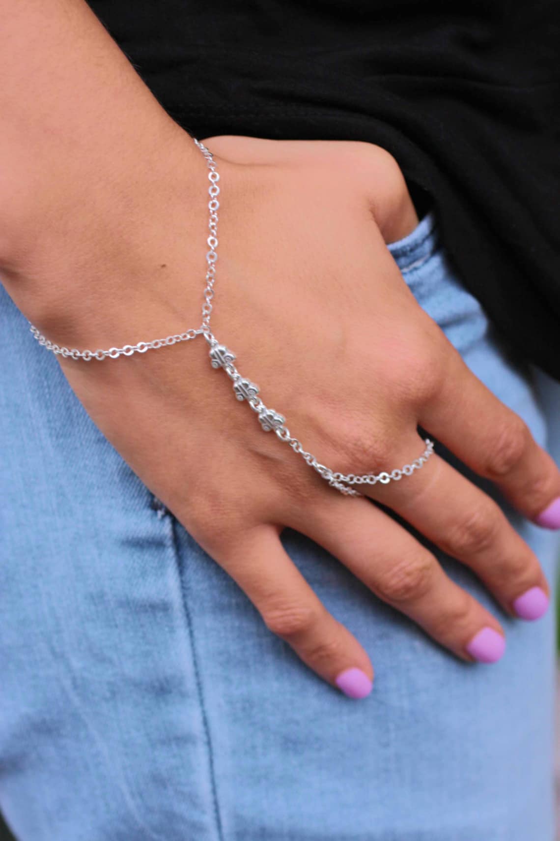 Hand Chain Sterling Silver Hand Chain Bracelet Silver | Etsy