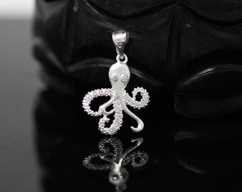 Sterling Silver Octopus Necklace - Etsy