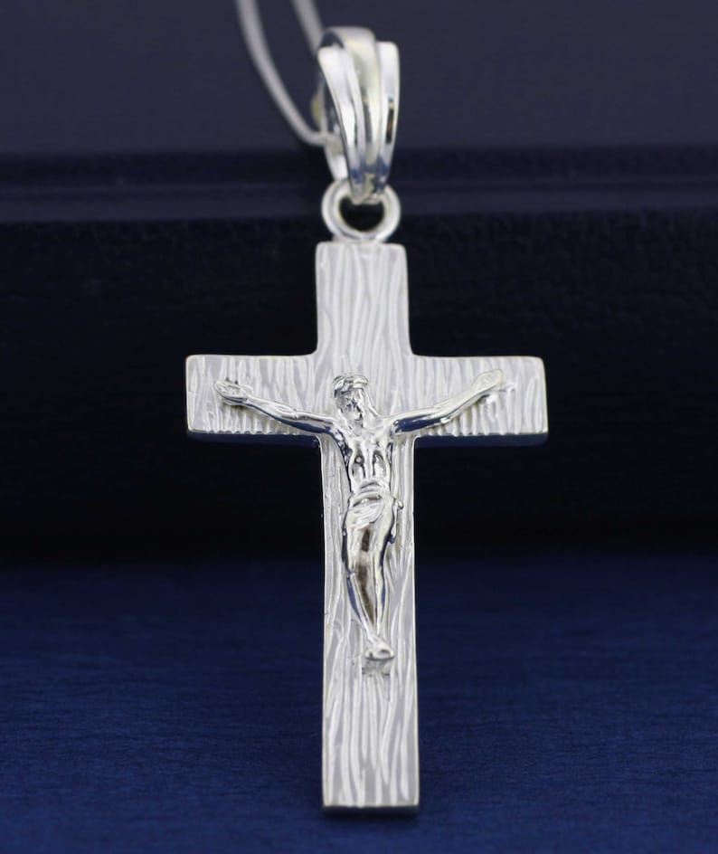Sterling Silver Cross Necklace Protection Charm Crucifix - Etsy