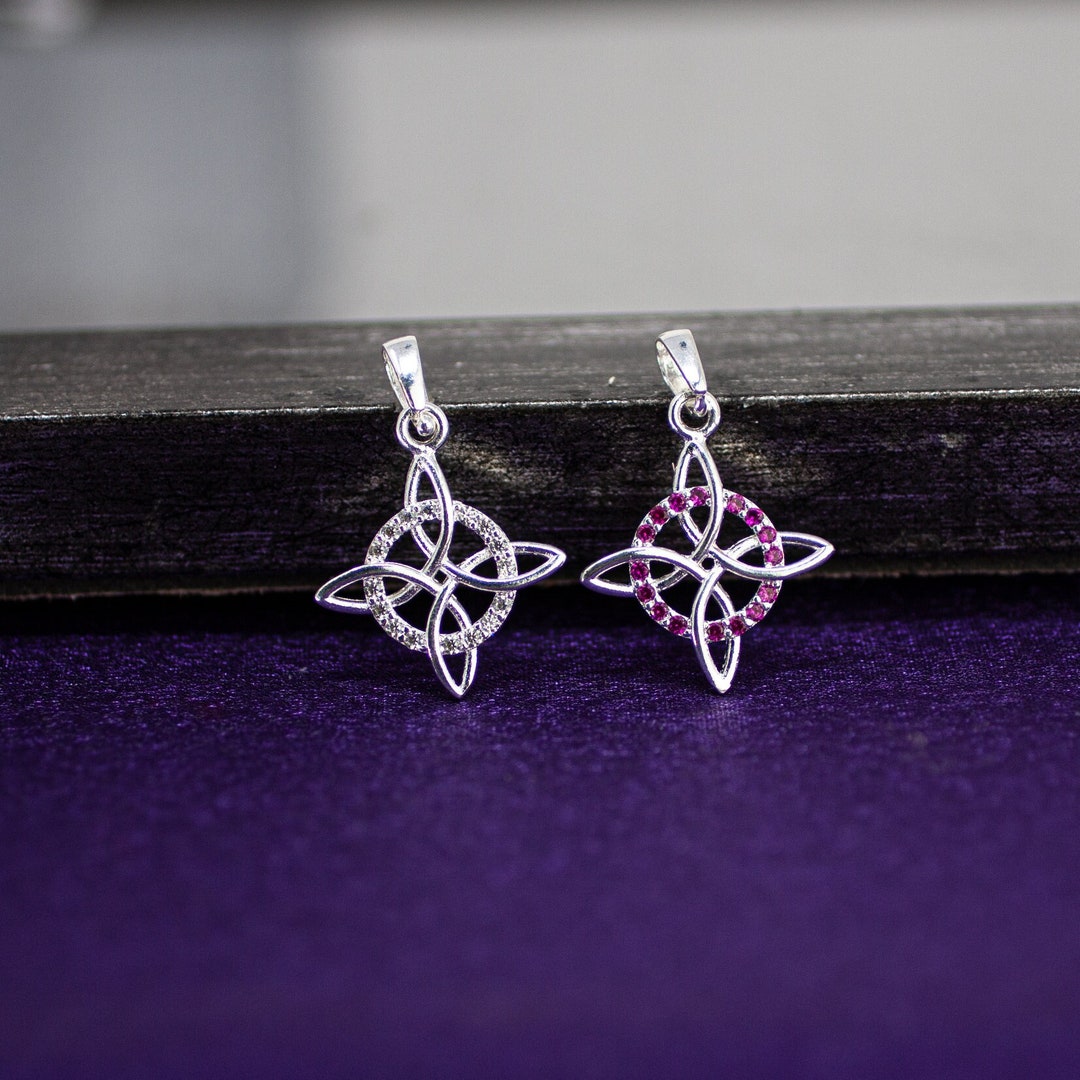 Sterling Silver Witch's Knot Circle Cz, Wiccan Protection Charm, Celtic ...