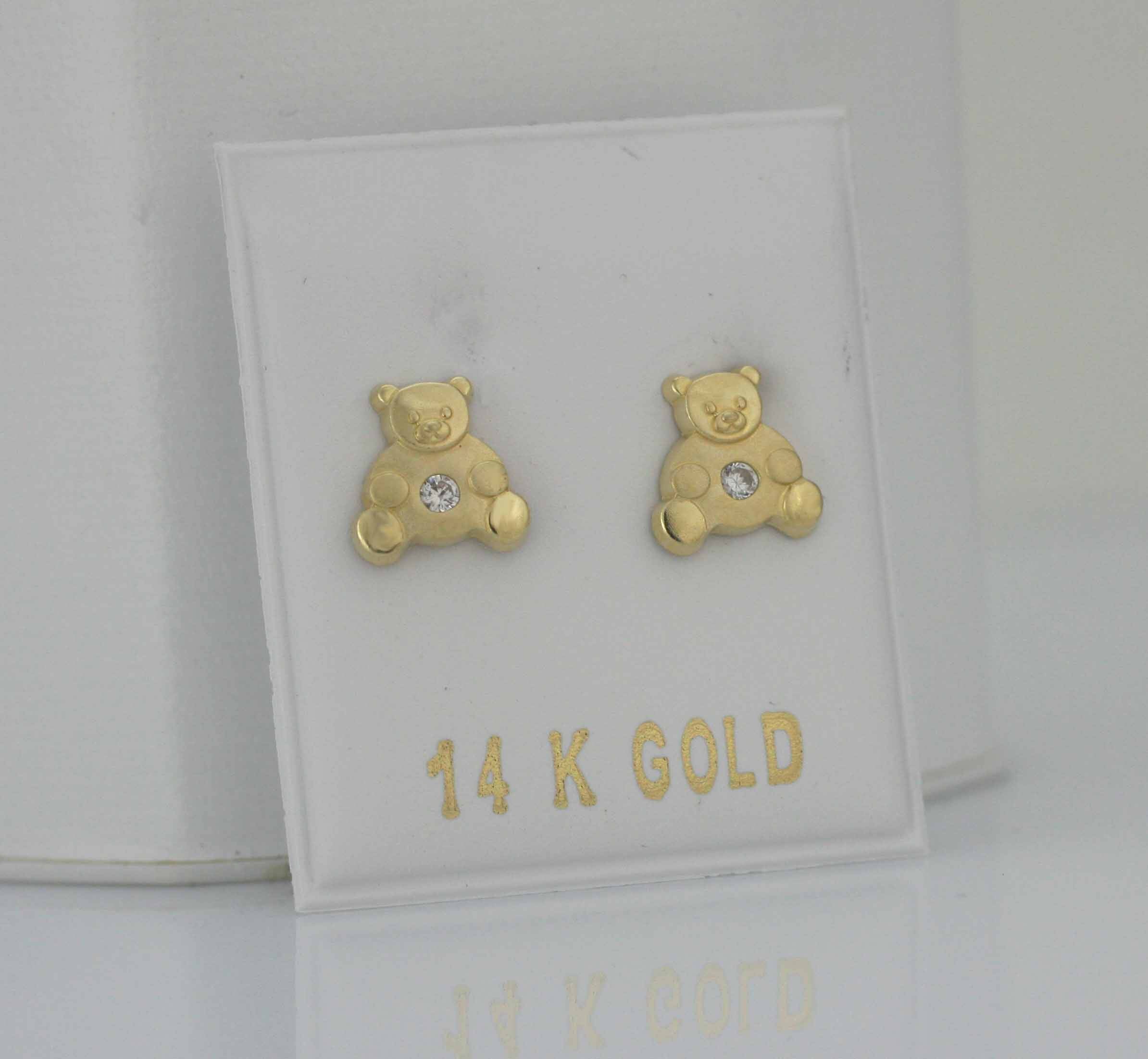 14K Gold Teddy Bear Stud Earrings 14K Teddy Bear Stud - Etsy