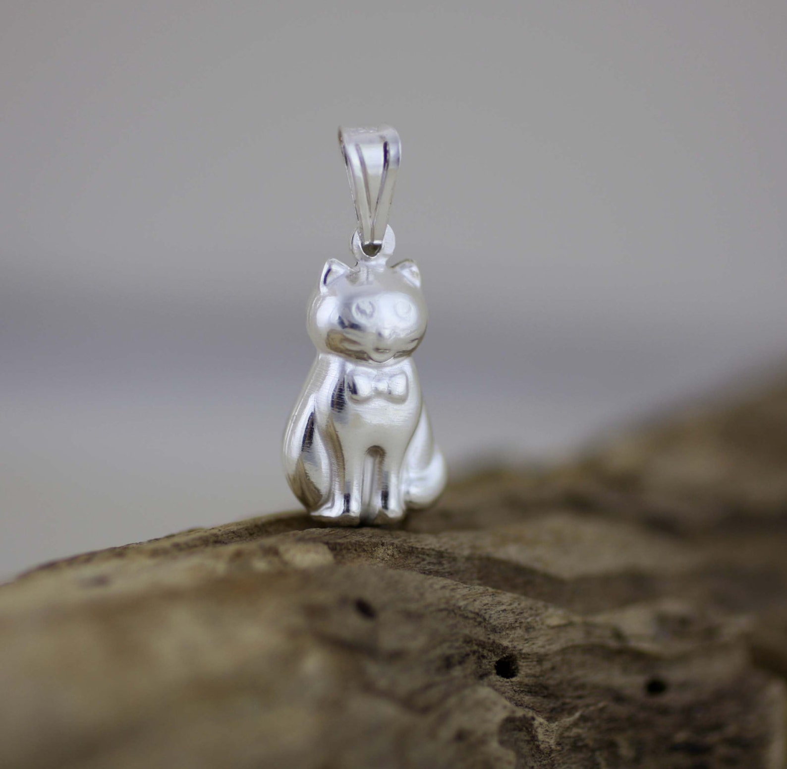 Cat Necklace Sterling Silver Cat Necklace Silver Kitten - Etsy