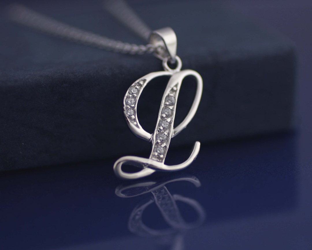Letter L Necklace, Sterling Silver Initial Necklace, Silver Initial ...