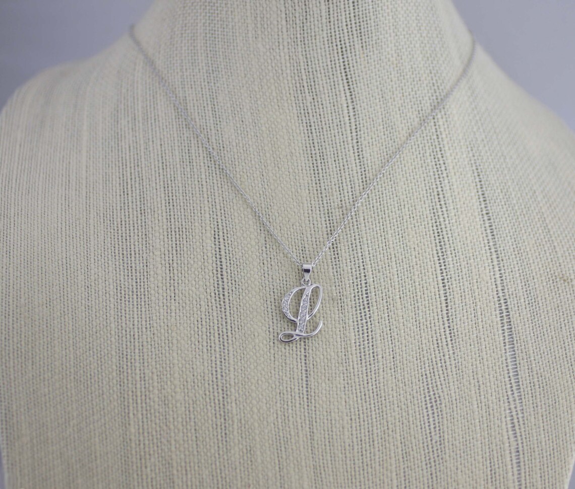 Letter L Necklace, Sterling Silver Initial Necklace, Silver Initial ...