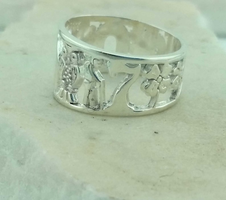 Sterling Silver Good Luck Ring, Silver Lucky Charms Ring, Lucky Charm ...