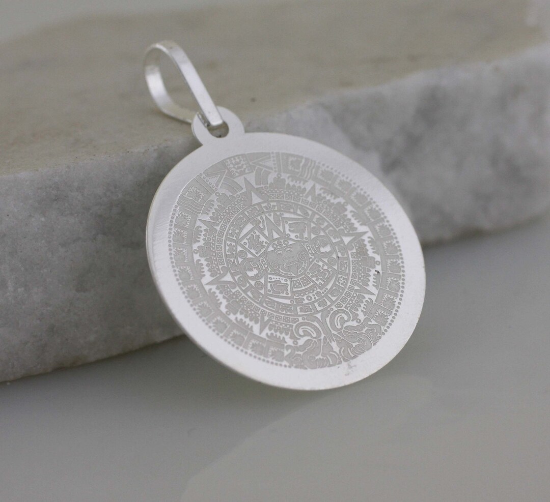 Sterling Silver Aztec Calendar Necklace, Sterling Silver Aztec Mayan ...