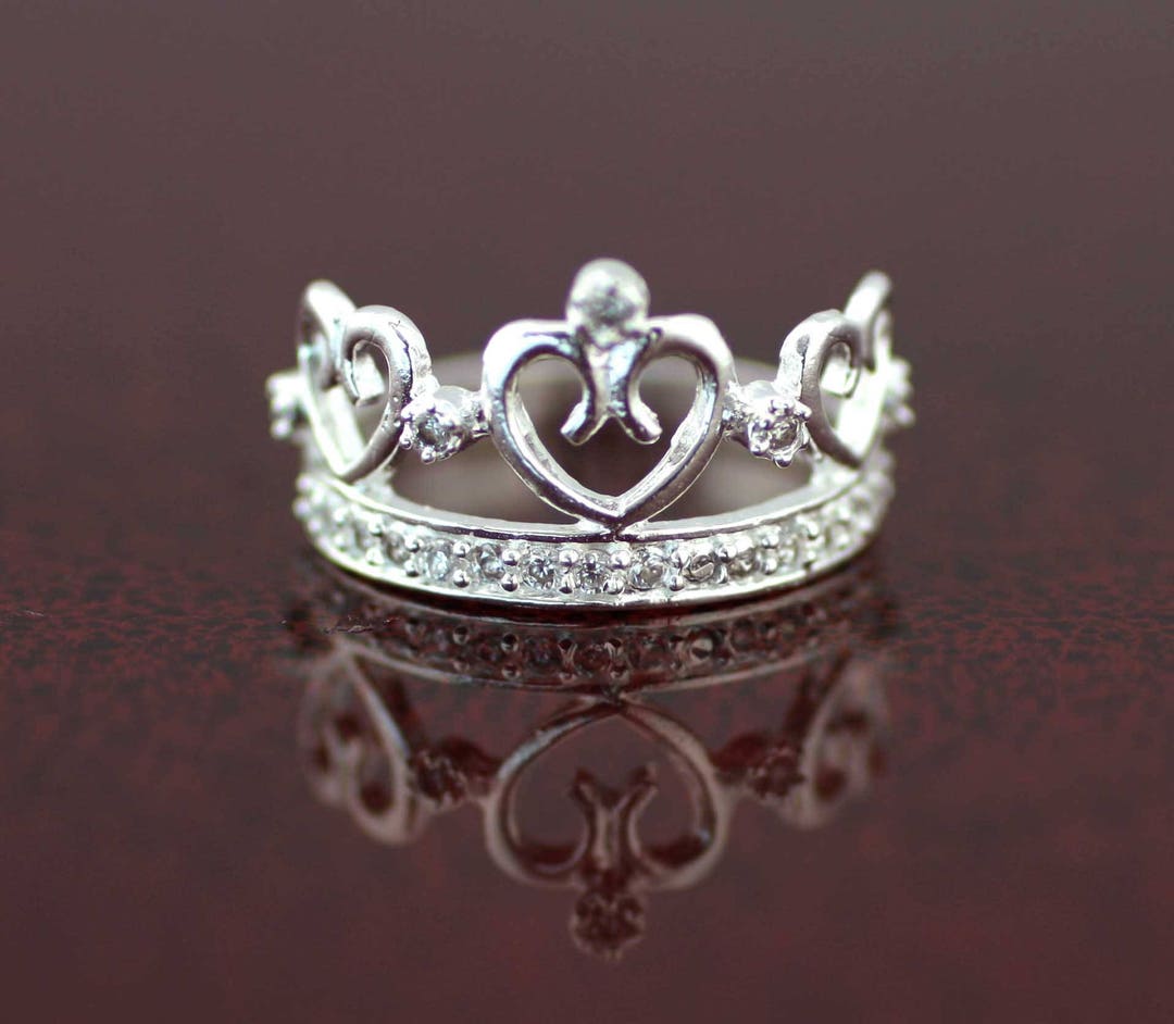 Sterling Silver Crown Ring, Silver Crown Ring, Sterling Silver Princess ...