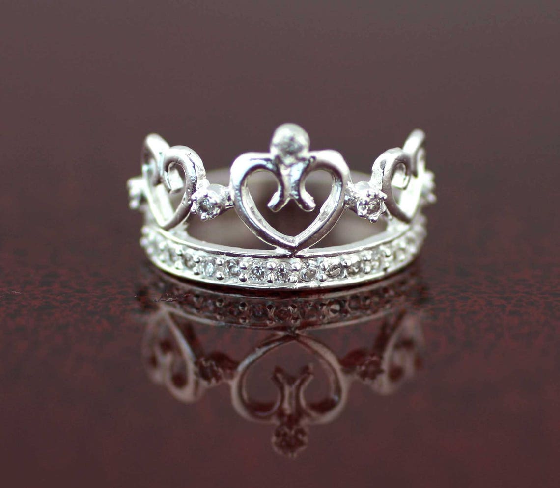 Sterling Silver Crown Ring, Silver Crown Ring, Sterling Silver Princess ...