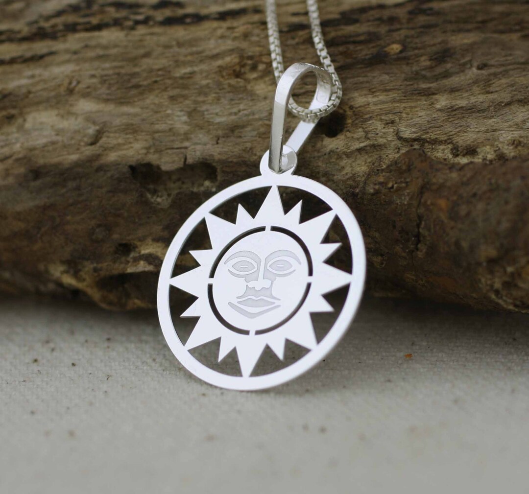 Silver Sun Necklace, Sterling Silver Sun Necklace, Sun Pendant ...