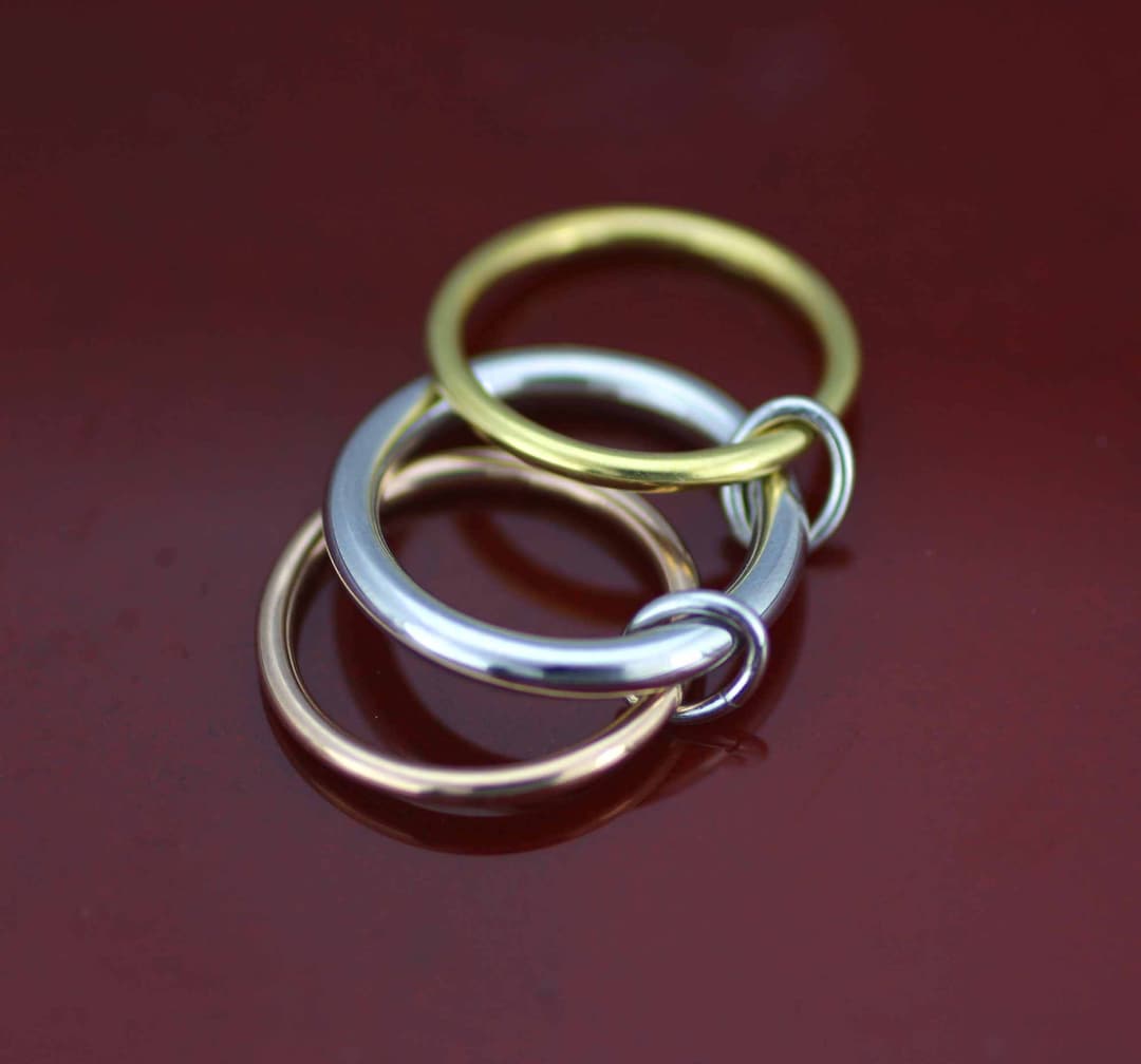 Sterling Silver Trio Ring, Tri Color Ring, Silver Stacking Rings ...