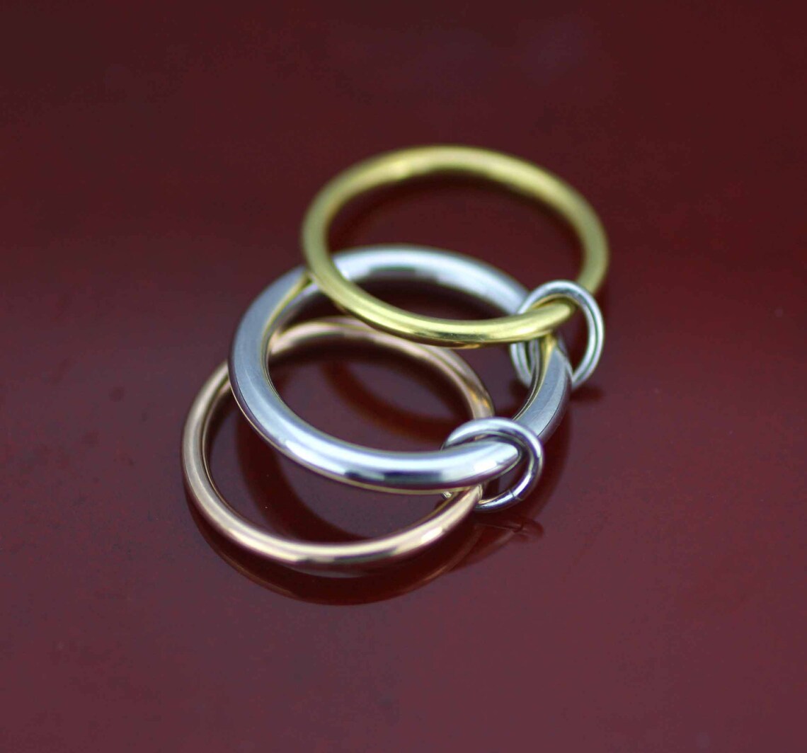 Sterling Silver Trio Ring Tri Color Ring Silver Stacking - Etsy