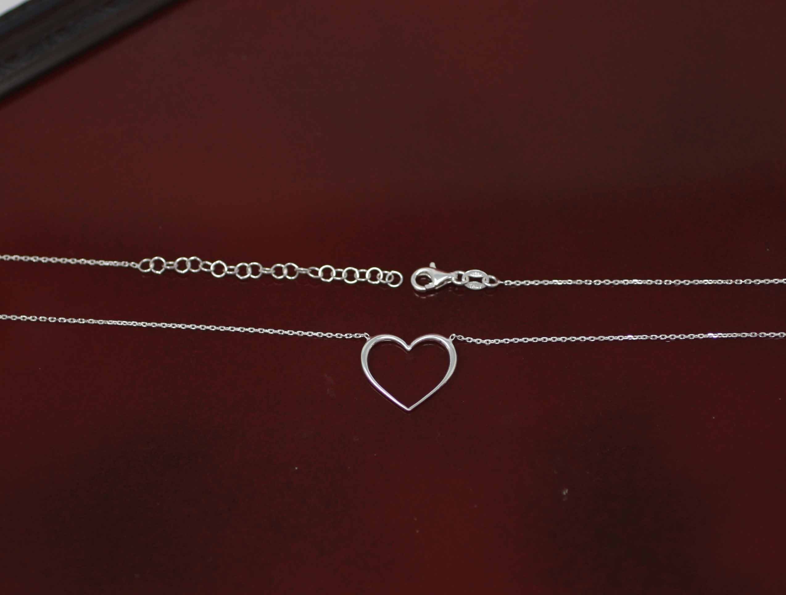 Sterling Silver Heart Necklace, Silver Modern Necklace, Silver Heart ...