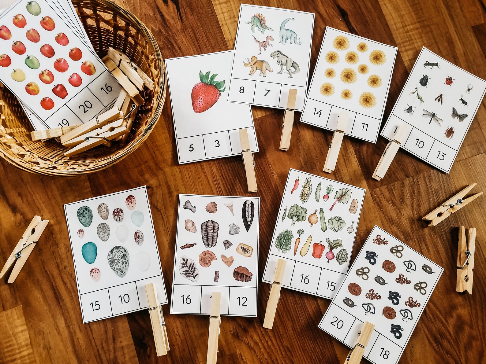 Count and Clip Cards 1-20 Printable Digital Download - Etsy