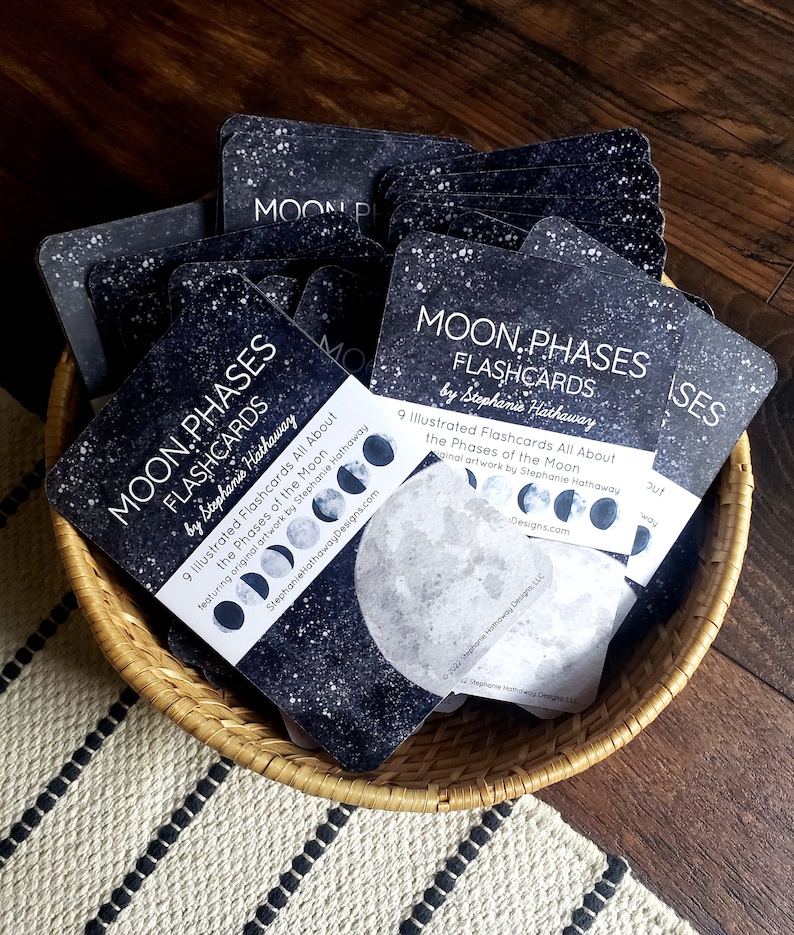 Moon Phases Flash Cards - Etsy