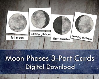 Phases of the Moon Poster & 3 Part Cards Printable PDF - Etsy
