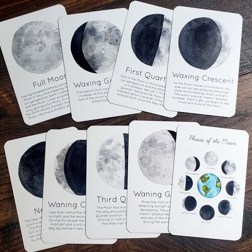 Moon Phases Flash Cards - Etsy
