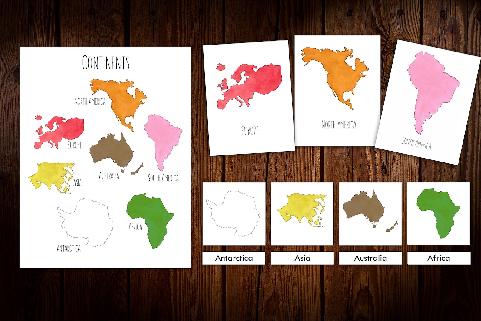 Montessori Continents Bundle - Etsy