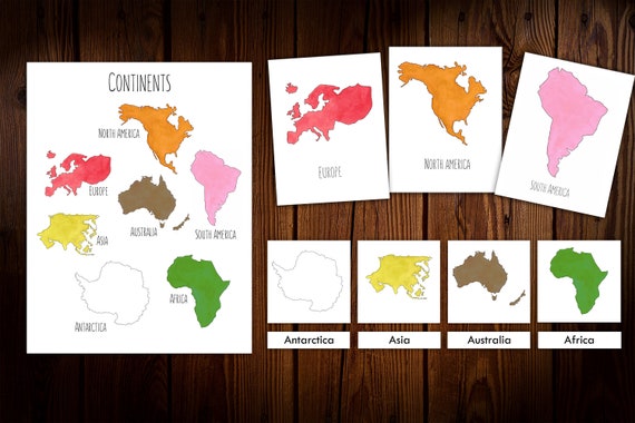 Montessori Continents Bundle - Etsy