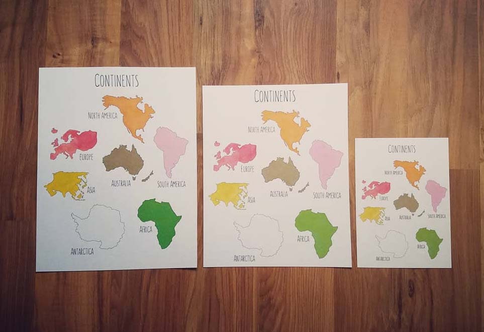 Montessori Continents Map 3-Part Cards Free Printable –, 40% OFF