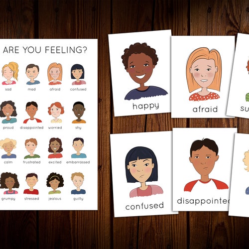 Feelings and Emotions Poster and Flashcards - Etsy