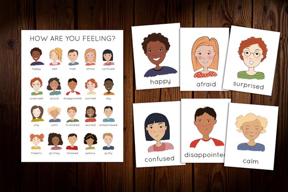 Feelings and Emotions Poster and Flashcards - Etsy