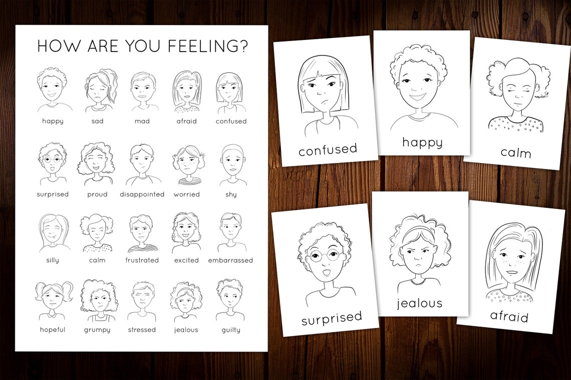 Feelings and Emotions Poster and Flashcards - Etsy