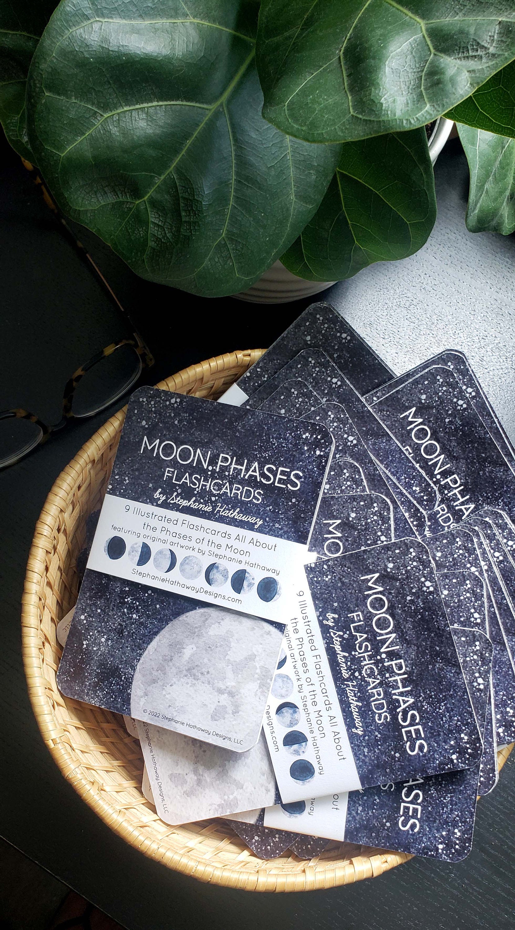 Moon Phases Flash Cards, Set of 9 Cards - Etsy
