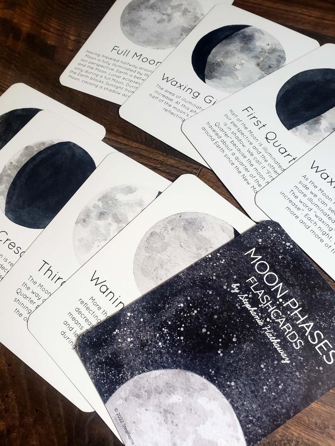 Moon Phases Flash Cards - Etsy