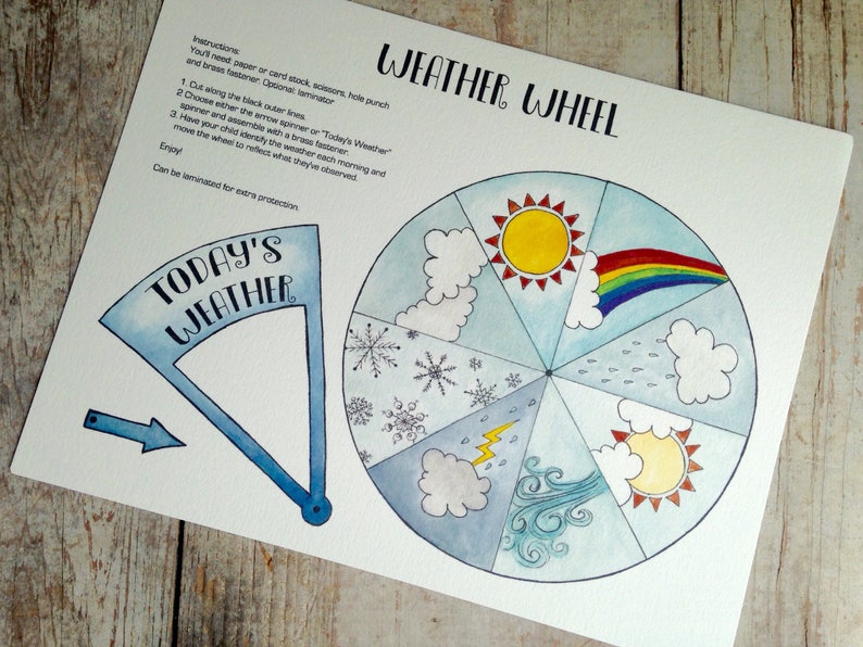 Today's Weather Wheel Digital Download Kids Printable | Etsy