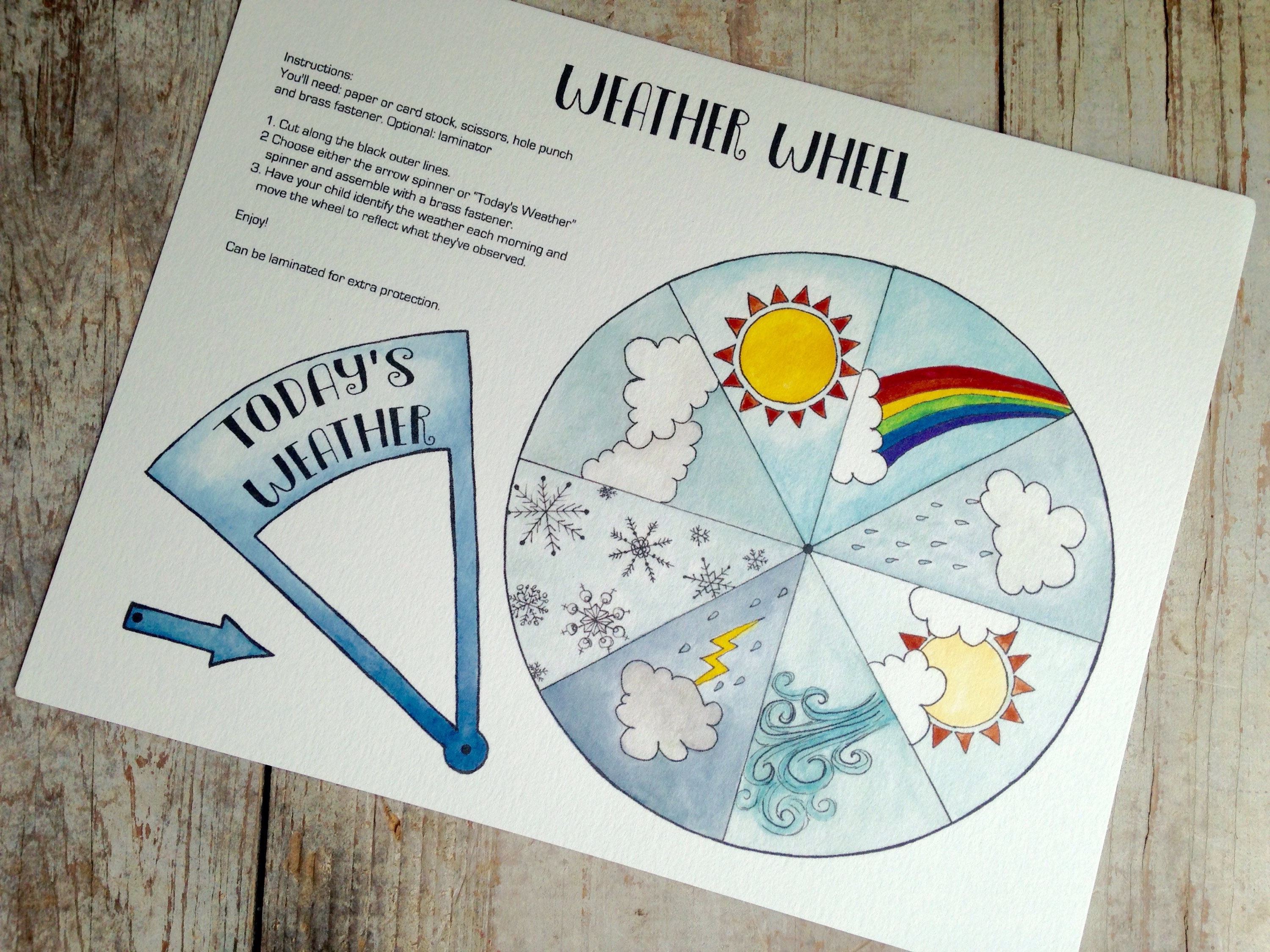 Today's Weather Wheel Digital Download Kids Printable | Etsy