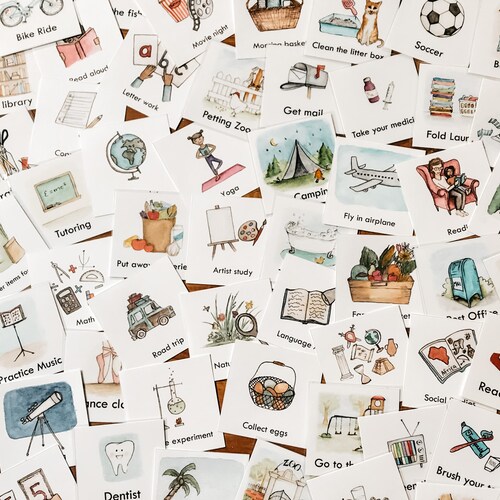 Watercolor Daily Rhythm Note Cards Homeschool Picture | Etsy