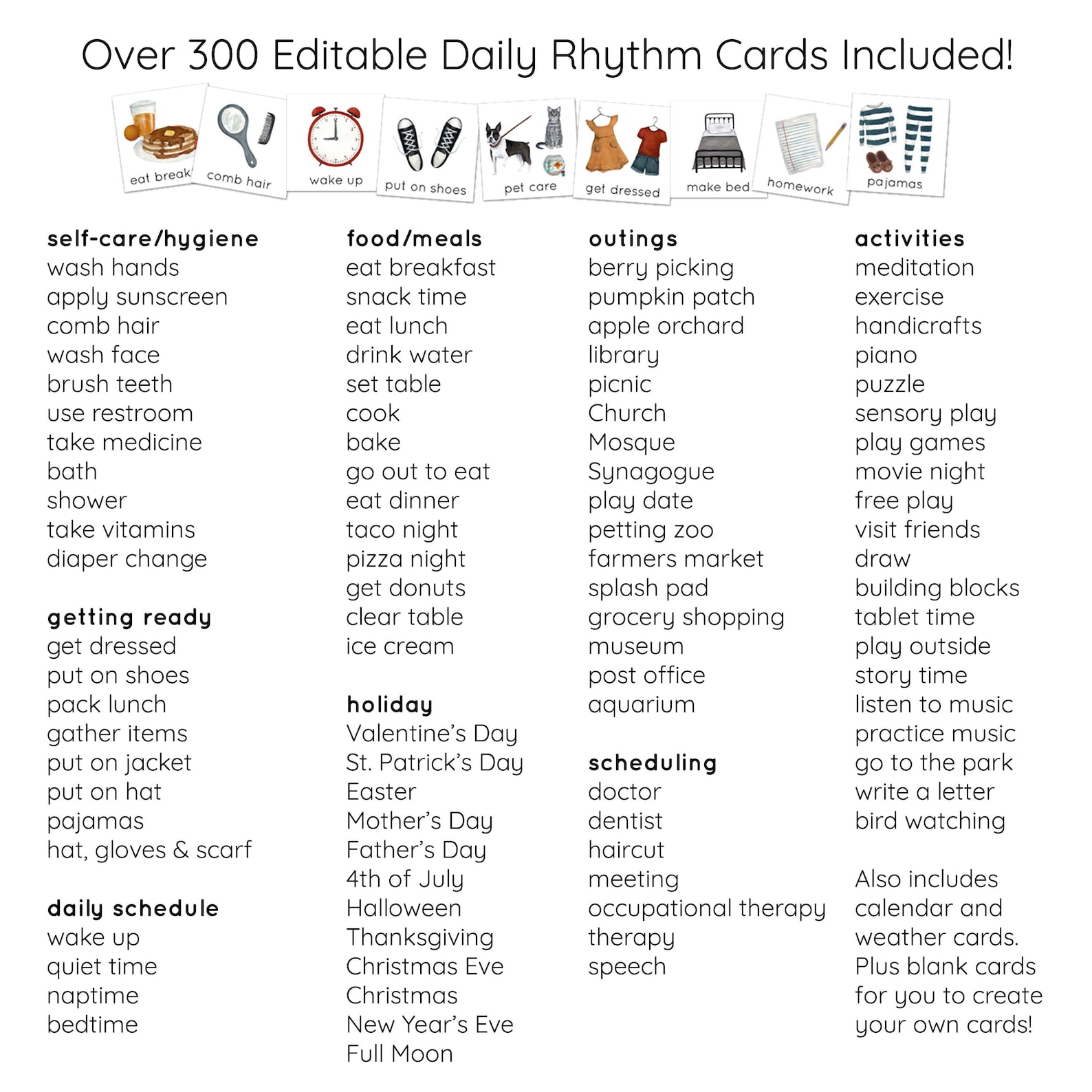 Editable Daily Rhythm Cards and Visual Schedule - Etsy