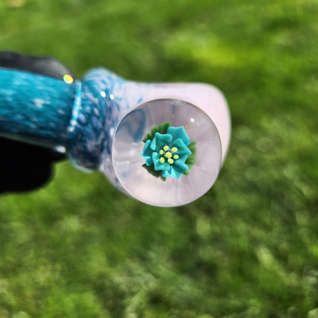Glass Flower Pipe / Glass Smoking Pipe / Frit Glass / Pink / Purple ...