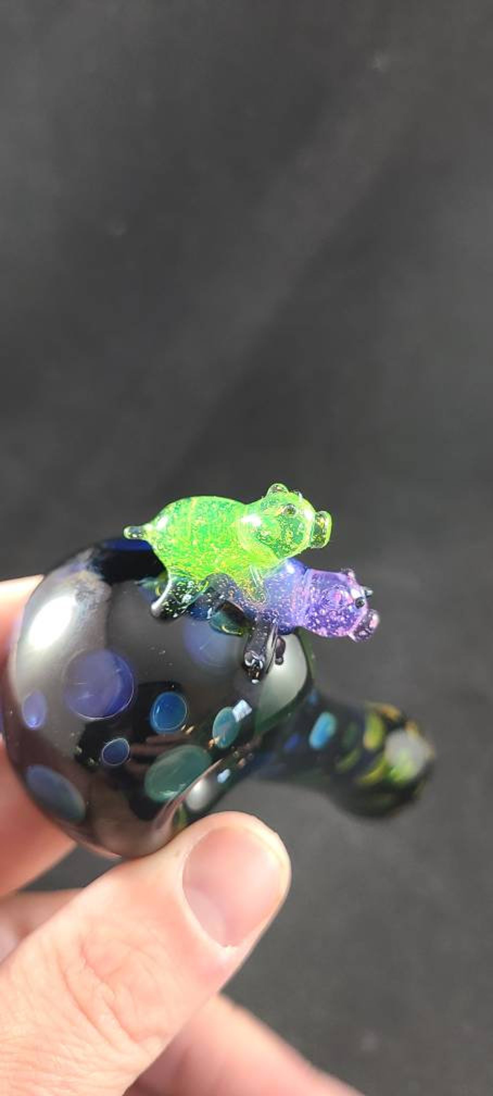 Makin' Bacon Pigs Black Glass Pipe | Pink and Green Slime Pigs | Gold ...