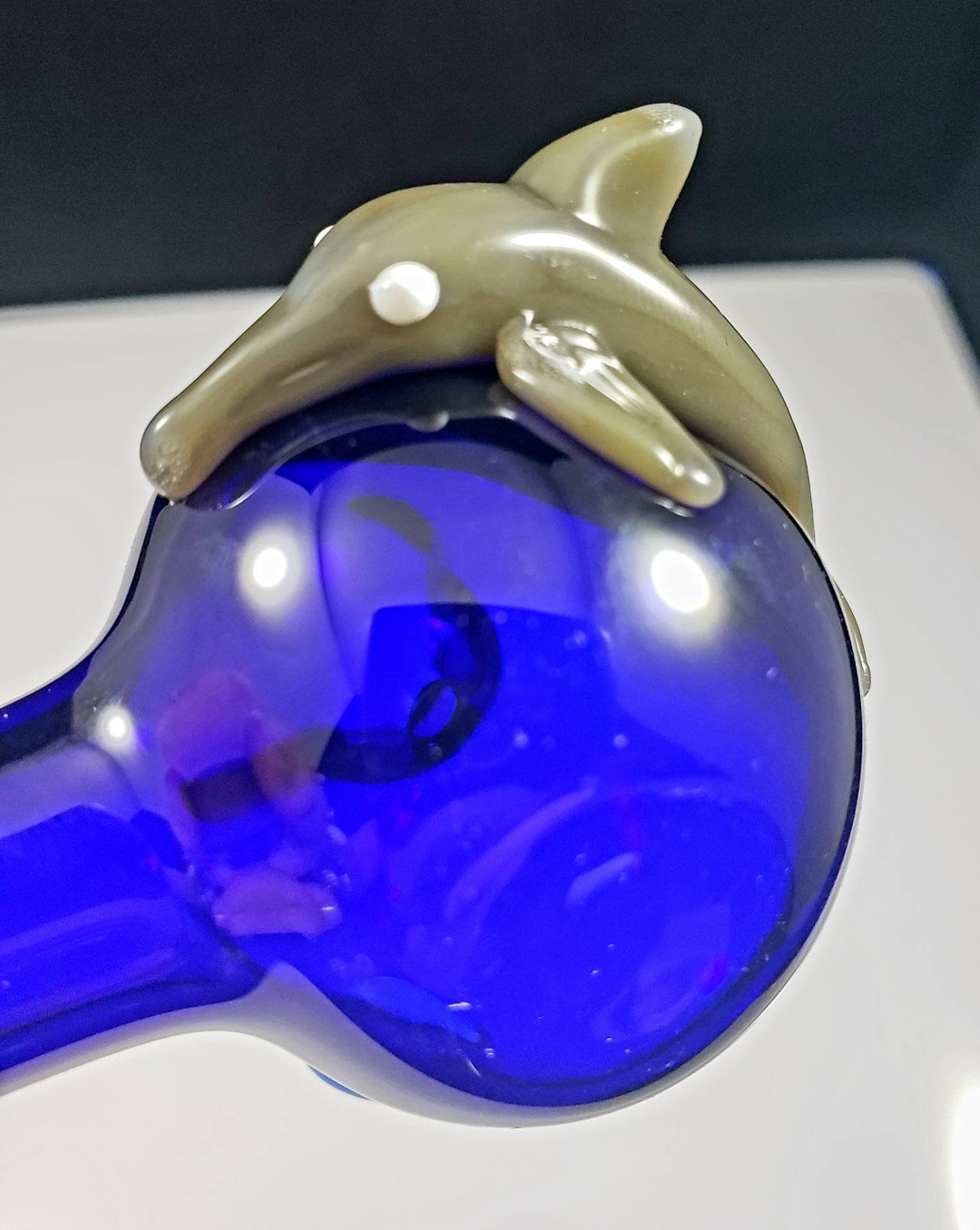 Dolphin Glass Pipe / Dolphin Bowl / Glass Pipe / Smoking Bowl / Blue - Etsy