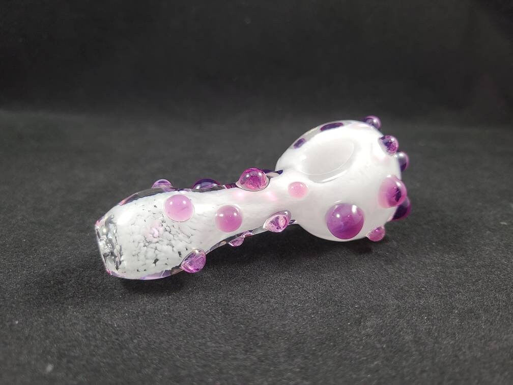 White Frit Pipe / Royal Jelly Purple Lumpy Glass / Smoking - Etsy
