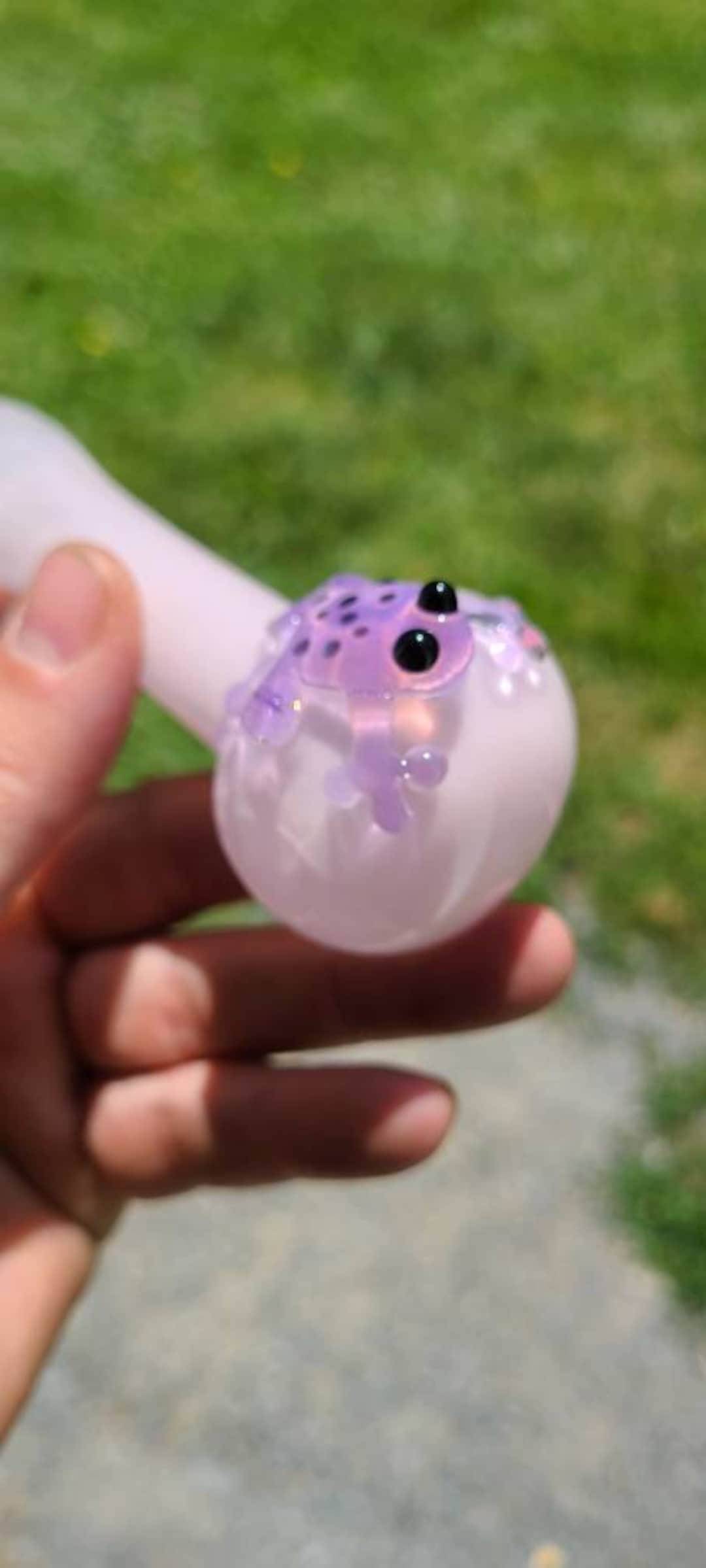 Spotted Purple Frog / Pink Glass Pipe / Frit Glass / Smoking Pipe ...