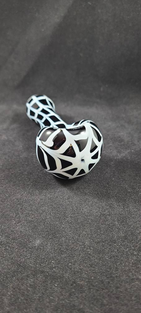 Spider Web Pipe / Glass Smoking Pipe / Black / White / - Etsy