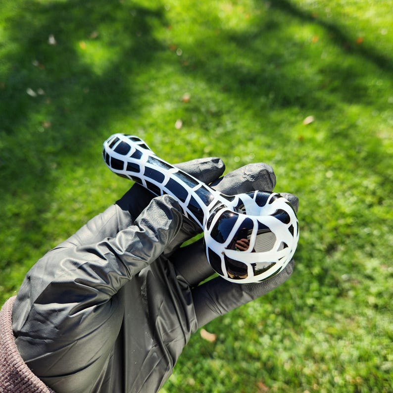 Black Spider Web Glass Pipe – 4” Handcrafted Art Piece With White Web ...
