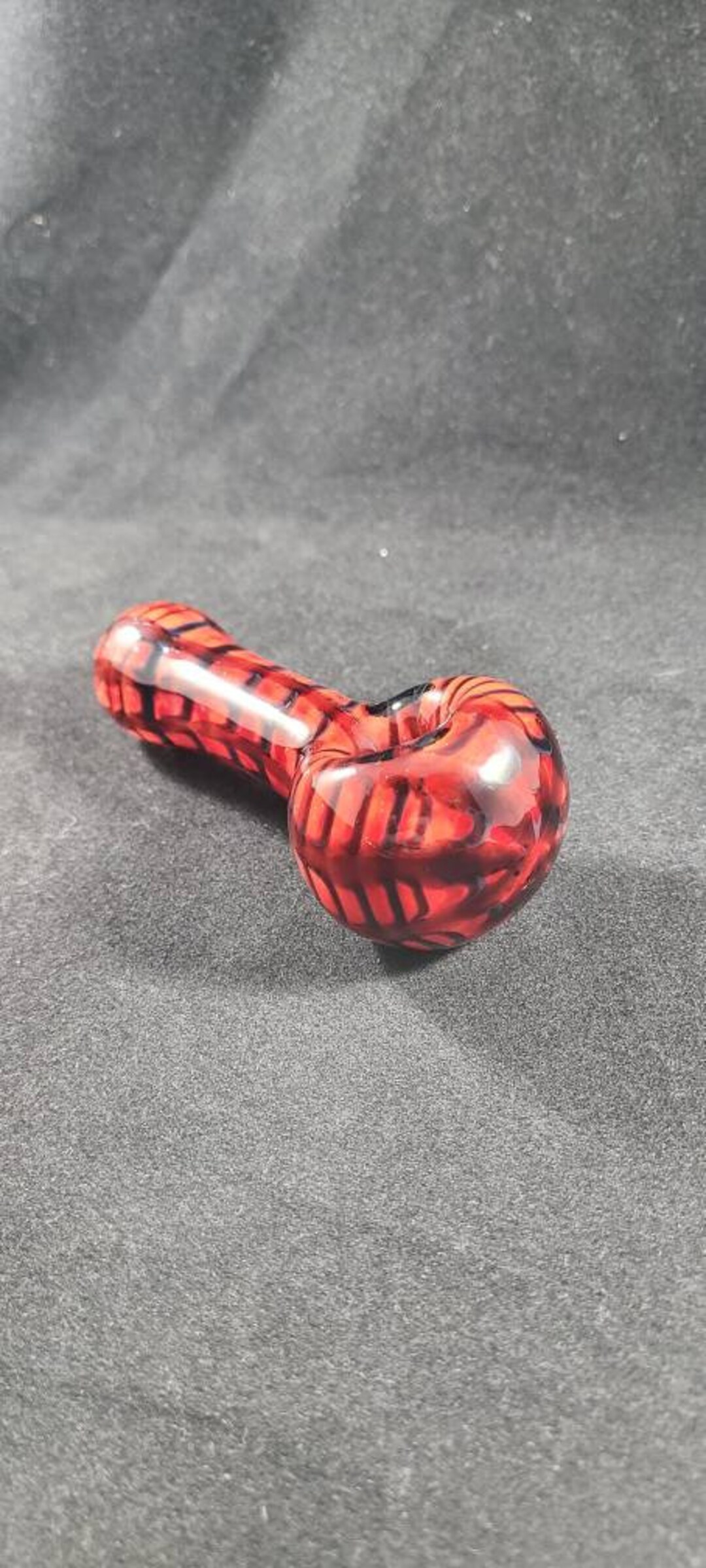 Spider Web Pipe / Red Frit Glass / Glass Smoking Bowl / Black Web / Man ...